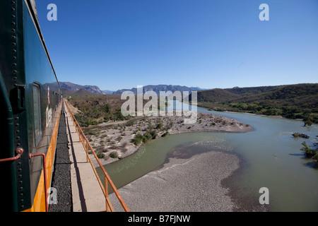 MEXICO Copper Canyon Chihuahua Pacifico Train Crossing Bridge with ...