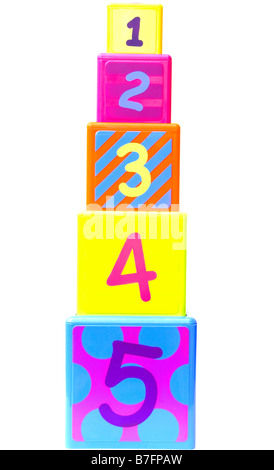 Colorful blocks with numbers one two three four and five, this is a toy ...