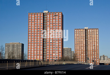 Housing tower blocks, Pendleton area of Salford, Greater Manchester, UK ...