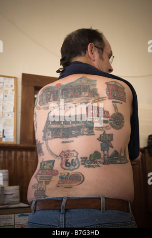 Man with Route 66 tattoos at Afton Station in Afton, Oklahoma, USA ...