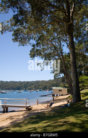 Taylors Point in Clareville, Sydney northern beaches grassed area with ...