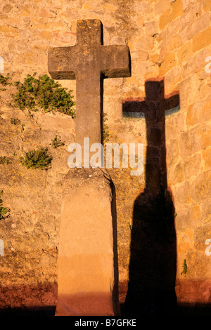 Stone Cross in La Cite, medieval citadel with double-walled ...