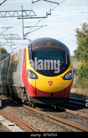 Class 390 Pendolino train in virgin livery on the West Coast Main Line ...