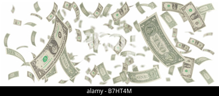 Isolated One Dollar rain over white background Stock Photo - Alamy