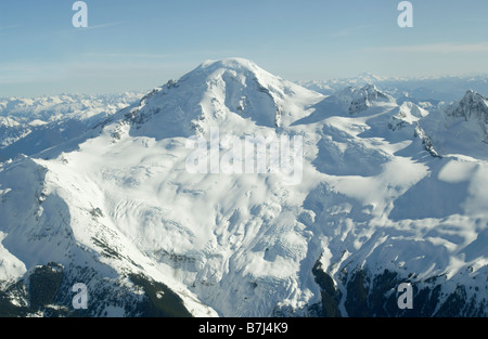 Aerial photo of a dormant snowcapped volcano, Mount Baker, Washington ...