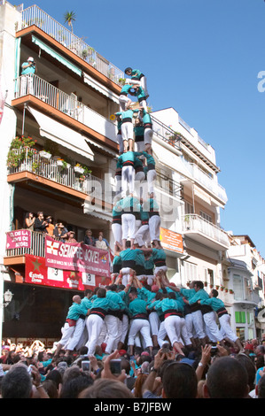 Human tower competition, castellers, Drawing big crowds. Sitges ...