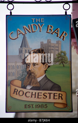 England, Kent, Medway, Rochester, The Candy Bar Sweet Shop Sign showing ...