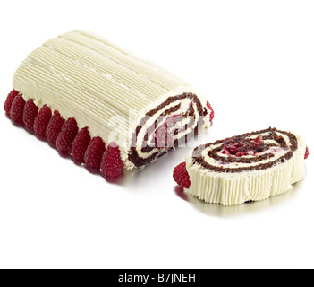Raspberry and chocolate roulade Stock Photo - Alamy