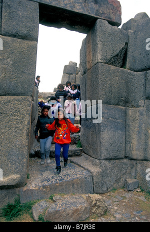 Inca school children tour ancient Inca Capital of Sacsayhuaman near ...