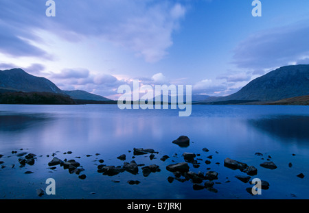 Sunset at Lough Inagh lake, Connemara National Park, County Galway ...