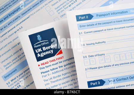 United Kingdom Border Agency visa application form Stock Photo - Alamy