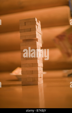 Stack of Jenga on Table Stock Photo - Alamy