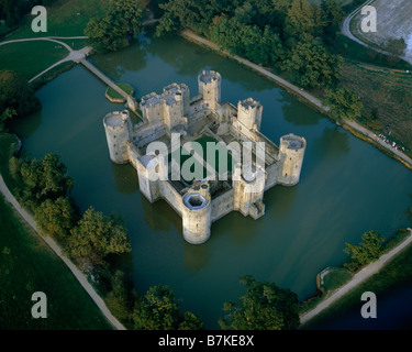 Aerial view of Bodiam Castle, Robertsbridge, East Sussex, UK. Historic ...