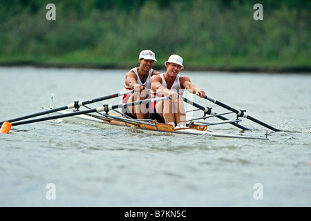 Men s pairs rowing team in action Stock Photo - Alamy