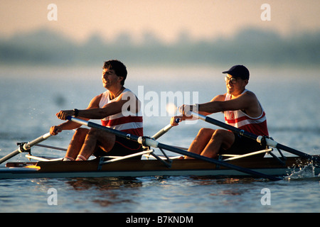 Men s pairs rowing team in action Stock Photo - Alamy