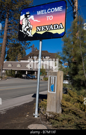 Nevada state line sign Stock Photo - Alamy