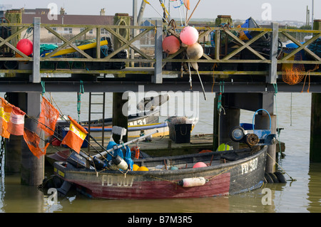 Small wooden commercial Fishing Boat side view uk Stock Photo - Alamy