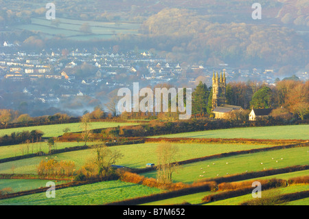 The village and church of Walkhampton on Dartmoor National Park with ...