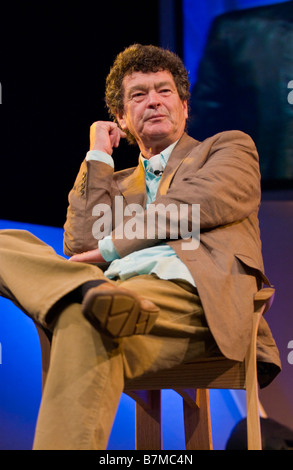 Brian Patten Liverpool poet reading his work on stage at Hay Festival ...
