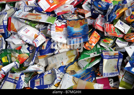 Used cartons Tetrapak recycling Stock Photo - Alamy