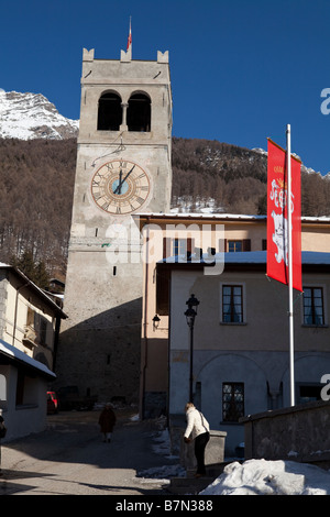 Italy, Lombardy, Valtellina, Bormio, Piazza Cavour Square, Parrocchiale ...