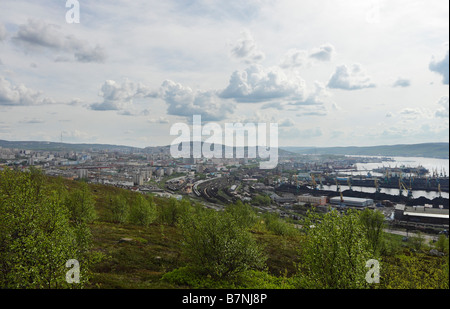 Downtown Murmansk, view from Green Cape. Arctic, Kola Peninsula, Russia ...