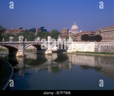 View from Ponte Umberto I across the Tiber River to Ponte Sant'Angelo ...