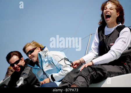 2 female sailors having fun on a Yacht Stock Photo - Alamy