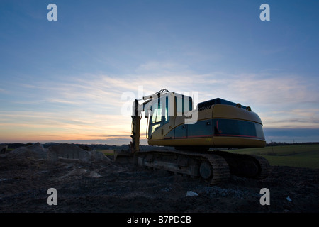 Excavator on construction site in Brandenburg, Germany for digging and ...