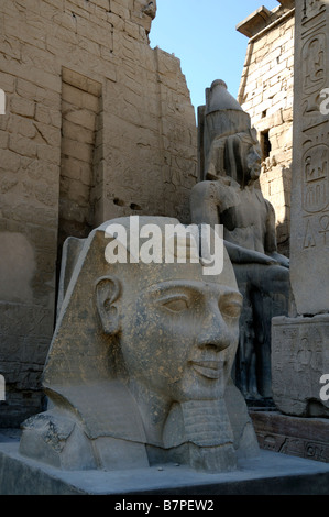 Granite Sphinx statue at the entrance of Hatshepsut Temple, Luxor ...