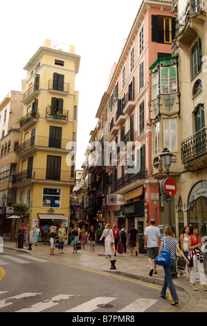 Colourful architecture in the centre of Palma de Mallorca, Spain Stock ...