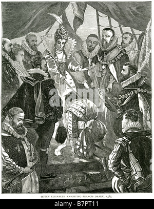 Drake knighted by Queen Elizabeth I in 1581. Sir Francis Drake, Vice ...