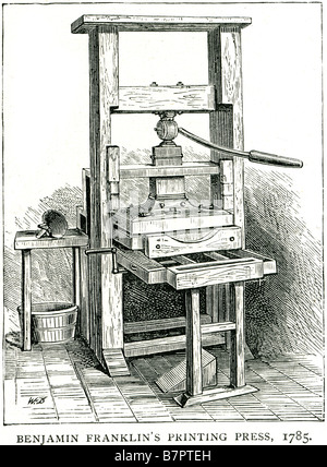 Benjamin Franklin, Printing Press Stock Photo - Alamy