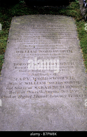 Tombstone of William Wordsworth and his wife Mary in churchyard of St ...
