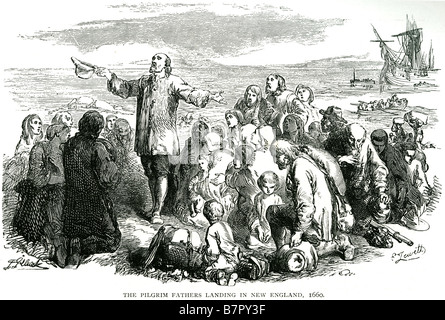 Pilgrim Fathers landing at Plymouth, Massachusetts Stock Photo - Alamy