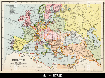 Map of Europe 1740 Stock Photo - Alamy