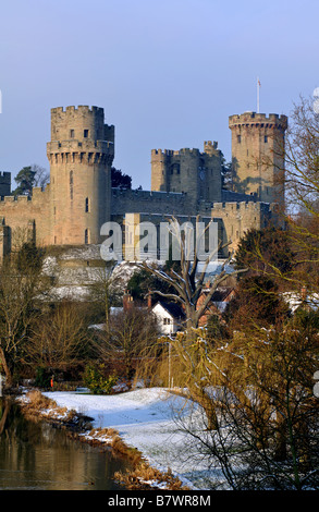 Warwick Castle in winter, Warwick, Warwickshire, England, UK Stock ...