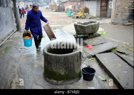 Ancient water well is still used in Tianbao village, Yifeng, Jiangxi ...