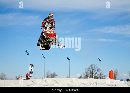 Championship Snowcross or Snowmobile race in Ontario Canada Stock Photo ...