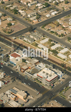 US Mexico Border, Calexico-Mexicali, Border Fence at bottom, California ...