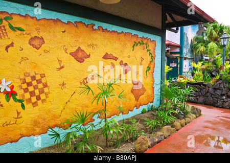 Hanalei Kauai Hawaii colorful mural sign tile on wall North Shore Stock ...