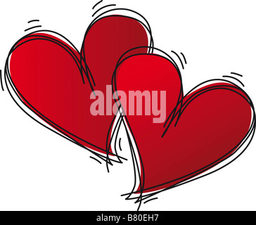 Two hearts sketched Stock Photo - Alamy
