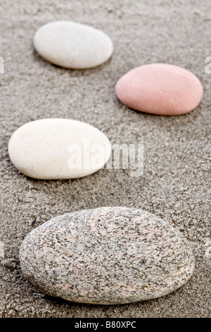 Beach sand with pebbles stones rocks colorful shells mussels and ...