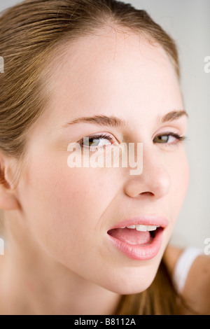 Close up to a young woman s right face side view Stock Photo - Alamy
