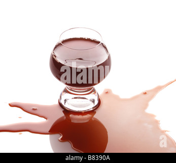 Spilled red wine puddle isolated on white background. Red wine puddle ...