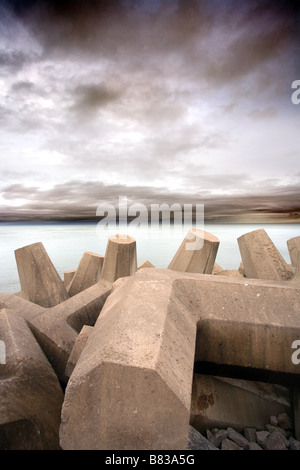 Groynes protecting the beach from the sea from erosion and storm damage ...