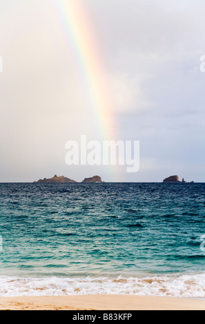 After bad weather and rain, a rainbow brings joy. Austria Stock Photo ...