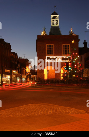 Reigate High Street and the Old Town Market Hall in Reigate Surrey ...