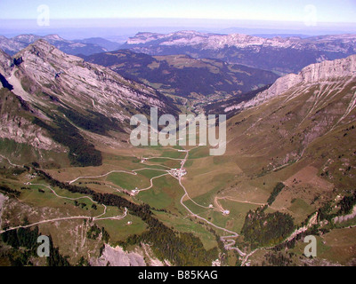 The southern side of the Aravis mountain range in summer, east of the ...