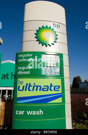 BP Petrol Station Sign With Unleaded Petrol and Diesel Fuel Prices ...